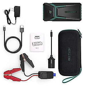 ENGINDOT Jump Starter for Up to 7.0L Gas or 5.5L Diesel Engine, 800A Peak 18000mAh 12V Auto Battery Booster with LCD Screen, Portable Power Bank with USB Quick Charge T8 Green