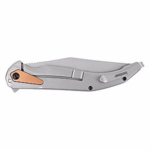 Kershaw Strata Platform Sheepsfoot Pocket Knife, 2.75" Steel Blade with Nail Clipper and File, Slipjoint Manual Folding Knife EDC