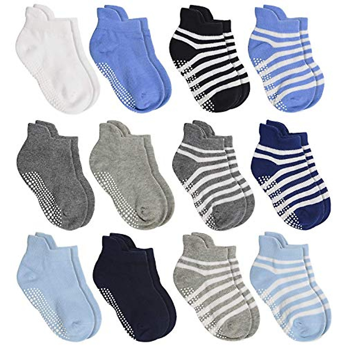 Aminson Anti Slip Non Skid Ankle Socks With Grips for Baby Toddler Kids Boys Girls Assorted a 1-3T