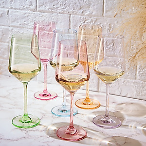 Make Your Own Set Wine Glass SINGLE, Colorful Yellow Colored Large 12 oz Glass, Unique Italian Style Tall for White & Red Wine, Gifts for Mothers Day Gift, Set of 1 Beautiful Glassware (Yellow)