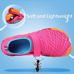 FANTURE Girls & Boys Water Shoes Lightweight Comfort Sole Easy Walking Athletic Slip on Aqua Sock(Toddler/Little Kid/Big Kid) U422WZ625.EL-Rose.Red-32