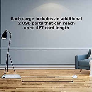 Digital Energy 8 Outlet 4200 Joules 25 FT Surge Protector Power Strip with Separated 2 USB Ports Strip