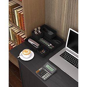 Organizer Drawers, Storage Plastic Desk Bins Stackable Organizers Tray, Bathroom Dividers Small Makeup Bin Clothes Organizing Trays for Containers Vanity Office Cabinet Desktop Compartment, Black