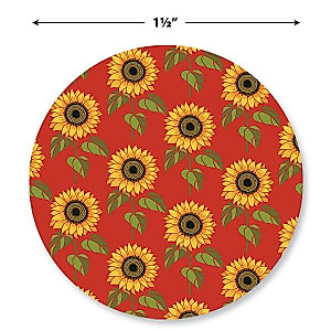 Suzanne Nicoll Sunflower Charm - Set of 144 (4 Designs) 1 ½" Round Self-Adhesive, Flat-Sheet Seals, by Colorful Images