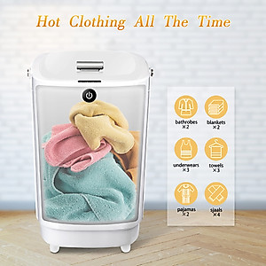 AZOUTDOOR Large Towel Warmers for Bathroom,Luxury Portable Bucket Towel Warmer Fits Up to Two 70"X80" Oversized Towels with Timing Auto Shut Off, White