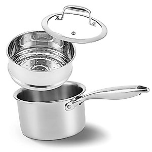 HZIB 2 Quart Stainless Steel Pot, Vegetable Steamer for induction stove, Small Steamer Pot, Steamer Pot with Lid, Small Saucepan,Streamer Small Pot, Saucepans with Steamer, Small Steamer for Cooking
