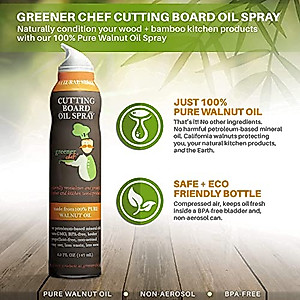 Extra Large Bamboo Cutting Board and Food Grade Oil Spray by Greener Chef