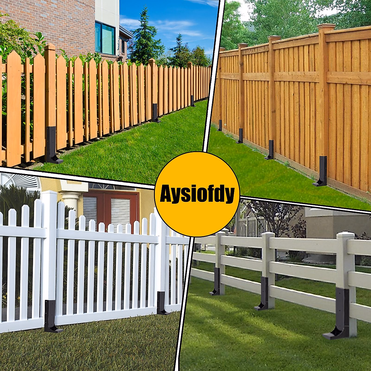 Fence Post Stabilizer, Wooden Post Support, Fence Post Mender for Fence Support, Post Buddy Fence Repair, Fence Pole Support Brace for Fix a Fence (12pcs)