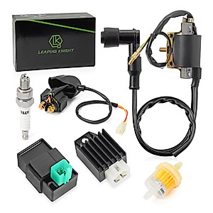 Ignition Coil Kit with 5 Pin AC CDI Box Voltage Regulator Rectifier Solenoid Relay & Spark Plug for Kazuma Meerkat 50cc Falcon 70cc 90cc 110cc Taotao Roketa Coolster 110CC ATV 3050B