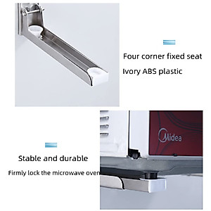 Aebor Universal Wall-Mounted Microwave Brackets,Foldable Stretch Shelf Rack Wall Mount Kitchen Microwave Oven Stand Bracket (Stainless Steel)