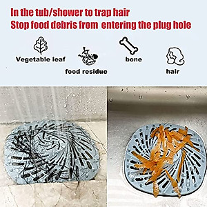 Shower Drain Hair Catcher, 2 Pack Silicone Hair Strainer for Bathtub, Bathroom Hair Stopper Drain Cover, Suitable for Bathroom, Laundry, Bathtub, Kitchen(White &Blue )