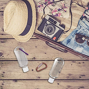 50 Pack Travel Plastic Clear Keychain Bottles,2 oz Leakproof Refillable Empty Bottles Portable Liquid Squeeze Container Flip Cap (50PC)