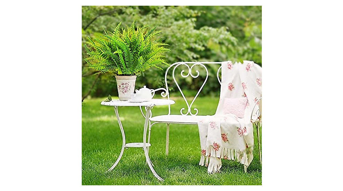 DVGUN 12 Bundles Faux Boston Ferns - UV Resistant Greenery