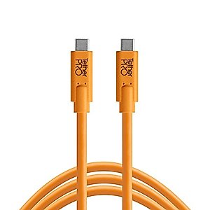 Tether Tools TetherPro USB-C to USB-C Cable | for Power Delivery, Fast Transfer and Connection Between Camera and Computer | High Visibility Orange | 15 feet (4.6 m)