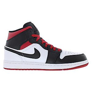 Jordan Mens Air 1 Mid Gym Red Black Toe - White/Gym Red-Black - Size 10.5
