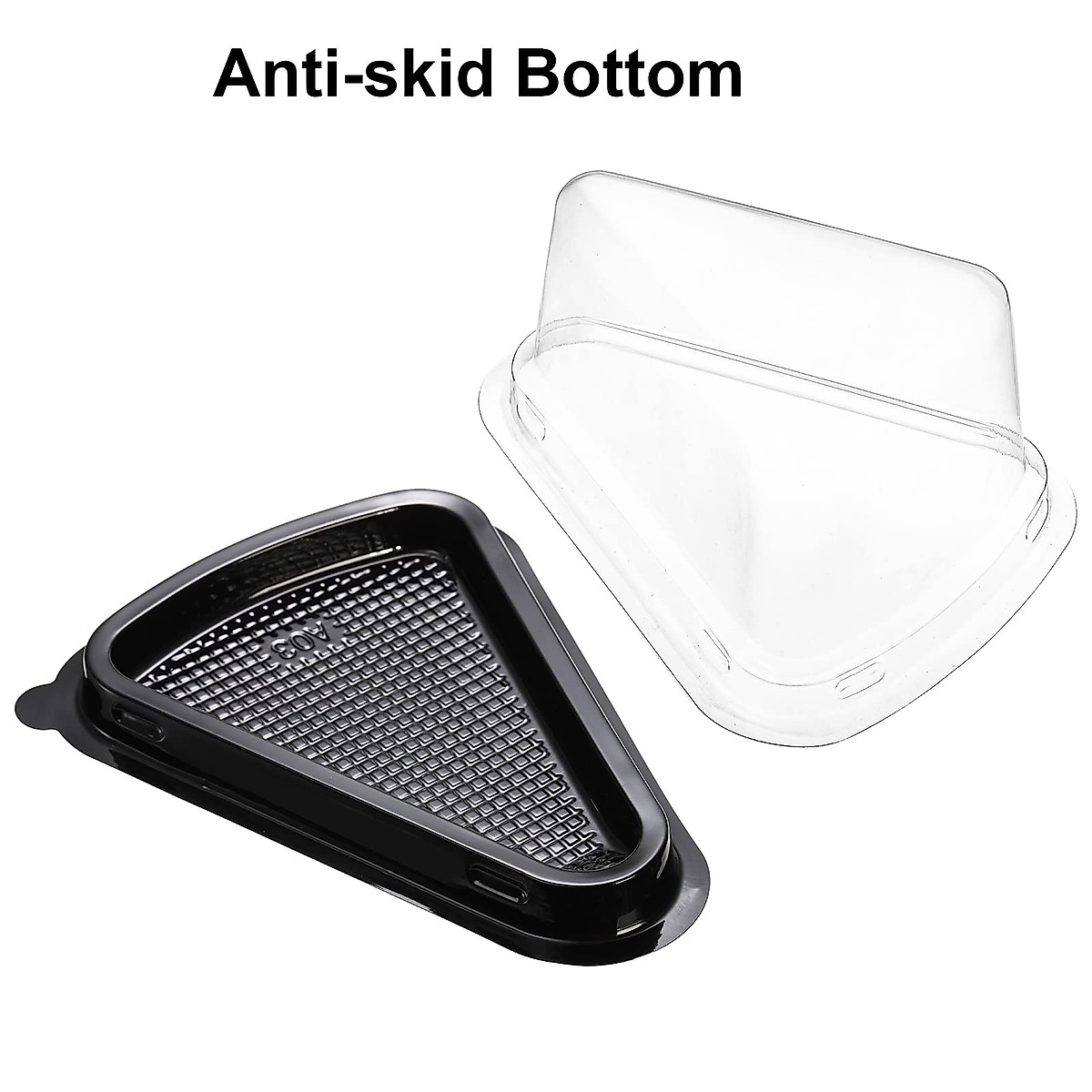 ZENFUN 100 Pack Cake Slice Containers with Stickers, Plastic Clear Cake Slice Boxes Individual Cheesecake Pie Containers for Cake, Tiramisu, Mousse, Dessert, Triangle