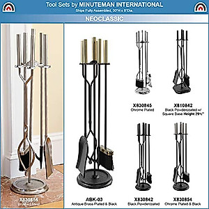Minuteman International Neoclassic 5-piece Fireplace Tool Set, Black, Round Base