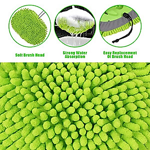 OCR 62" Car Wash Brush with Long Handle, Chenille Microfiber Car Wash Mop, Car Wash Mop with Detachable Pole, Windshield Squeegee, Wheel Brush, Car Cleaning Supplies Kit for Truck, RVs, Pickups
