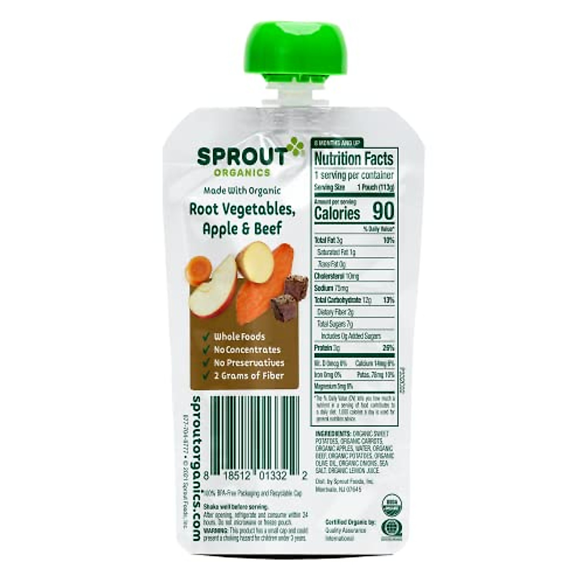 Sprout Organics Root Vegetables with Beef, 4 Oz Pouch