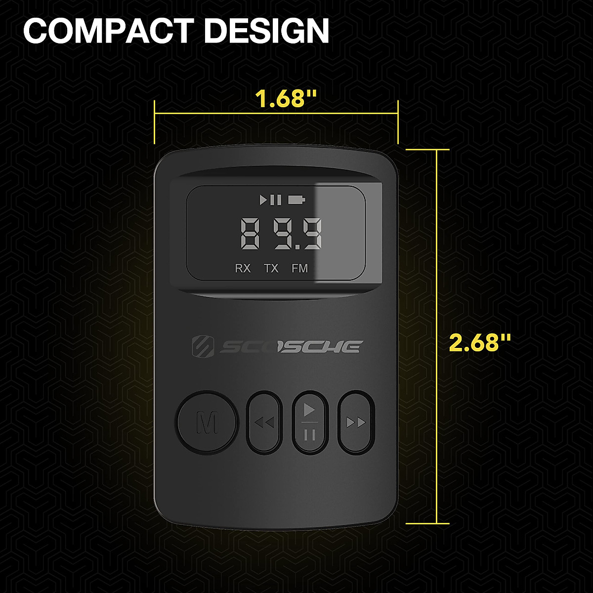 Scosche BTTRFM-SP1 Portable Bluetooth Transmitter/Receiver, FM Transmitter and Wireless Audio Receiver for TV, Headphones, Home/Car Stereo, Airplane Entertainment and more, up to 7 Hour Battery Life
