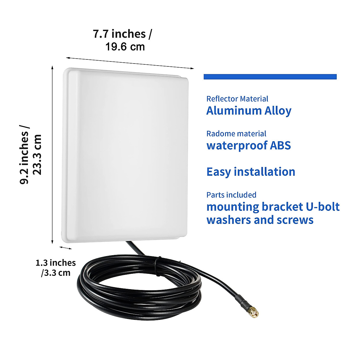 Outdoor 15dBi Dual Band WiFi 2.4GHz 5GHz 5.8GHz Long-Range Directional Panel Antenna with 10Ft Cable for WiFi Router Wireless Network Card Security IP Camera Video Surveillance Monitor, Eifagur