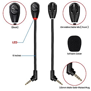 Microphone Replacement for Kingston HyperX Cloud Flight/Flight S Wireless Gaming Headset, Detachable Mic Boom with LED Mute Indicator on PC PS5 PS4 Xbox Series X/S
