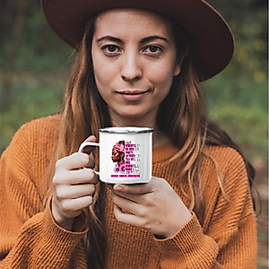 Gift Cancer Survivors Black I am The Storm Pink Ribbon 12oz Enamel Silver Mug