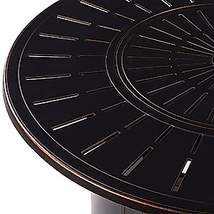 Oakland Living Aluminum 57,0000 BTU 44 in. Round Propane Black Fire Pit Table with Fire Beads, Lid, Propane Tank Cover and Table Fabric Covers in Copper Finish, (AZNOBU-FPT-AC)