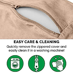 Furhaven 35" Round Orthopedic Dog Bed for Large/Medium Dogs w/ Removable Washable Cover, For Dogs Up to 50 lbs - Sherpa & Suede Snuggery - Cream, 35-inch