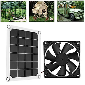 Solar Powered Fan, 6V 10W Solar Panel Exhaust Fan Waterproof Solar Power Extractor Fan USB Solar Panel Greenhouse Fan, for RV Greenhouse Pet House Chicken House