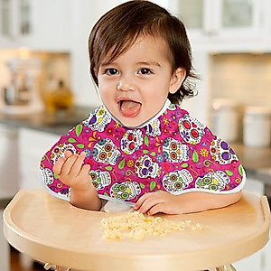 vvfelixl Burp Cloths Sugar Skull Flowers Pink for Baby Boy Girls Baby Washcloths Burp Rags 1 Pack