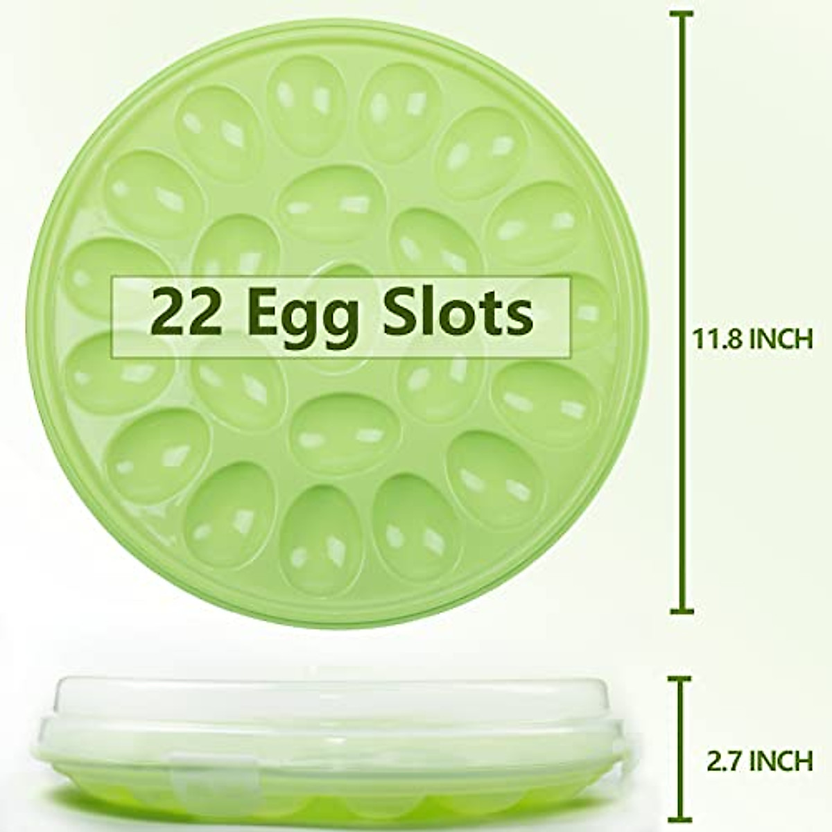HANSGO Deviled Egg Tray Platter, Round Egg Tray Devil Egg Carrier with Lid for Party Favor Thanksgiving Table, 22 Egg Slots