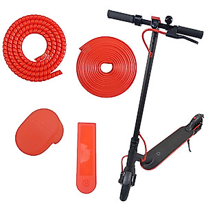 Chuancheng 4 Pack Silicone 3D Printed Protector Waterproof Accessory Kit for Xiaomi M365 / M365 Pro Electric Scooter Include 1 Dashboard Cover, 1 Anti-Collision Strip, 1 Line Pipe, 1 Hook Cover
