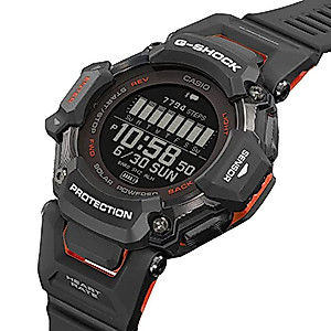 Casio Men's G-SHOCK Move GBD-H2000 Series, Multisport (Run, Bike, Swim, Gym Workout), GPS + Heart Rate Watch, Quartz Solar Assisted Black and Red Watch with Black Resin Strap