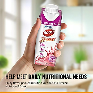 BOOST Breeze Clear Nutritional Drink - 250 Calories - 19 Vitamins & Minerals - 9 g Protein – Fortified Clear Nutritional Drink with Vitamin A & Zinc - Wild Berry Flavor - 8 fl oz (Pack of 24)