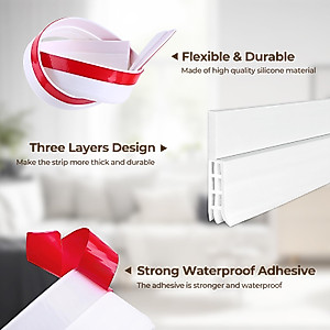 Ohuhu Door Draft Stopper for Bottom of Door - 2 Pack 39" L x 2" W Door Draft Blocker Weather Stripping for Bottom of Door - Adhesive Door Seal Gap Underdoor Dust Noise Insulation Draft Guard,White