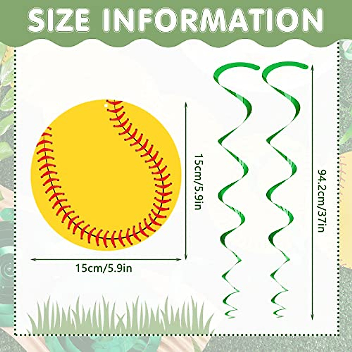 30-Piece Softball Party Hanging Decorations