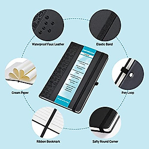 Leepie Lined Journal Notebook For Writing, Colleage Ruled Notebook 8.5 inches x 5.25 inches, 100GSM Thick Paper 160 Pages, A5 Hardcover Notebook Journal (Black Without Pen)