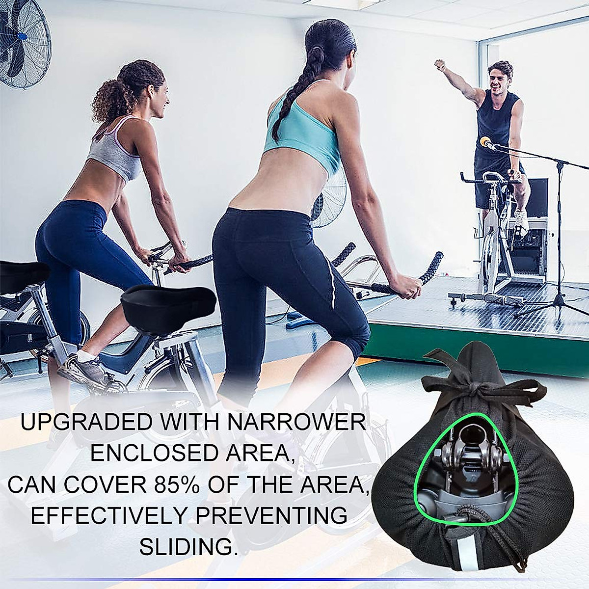 ANZOME Bike Seat Cushion, Extra Soft Wide Gel Bike Seats Cover for Men Women Comfort Fits Bicycle Cushions of Exercise Bikes Spin Stationary Cruiser Bicycles Indoor Cycling(Waterproof Case Included)