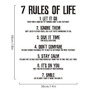 7 Rules of Life Inspirational Wall Decals, Wall Art Quotes Sticker for Office Home Bedroom School, Motivational Wall Decor 18×14In