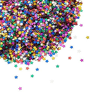 7 Ounces Rainbow Star Confetti for Table, Metallic Glitter Foil for Birthday, Balloons, Arts & Crafts, Wedding (0.1 In)