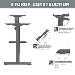 Win Up Time Standing Desk Frame - Standing Desk Legs, Adjustable Desk Frame, Sit Stand Desk Frame, Smart Controller System for 48''-70'' Desk Top,DIY Workstation (Grey Frame Only)