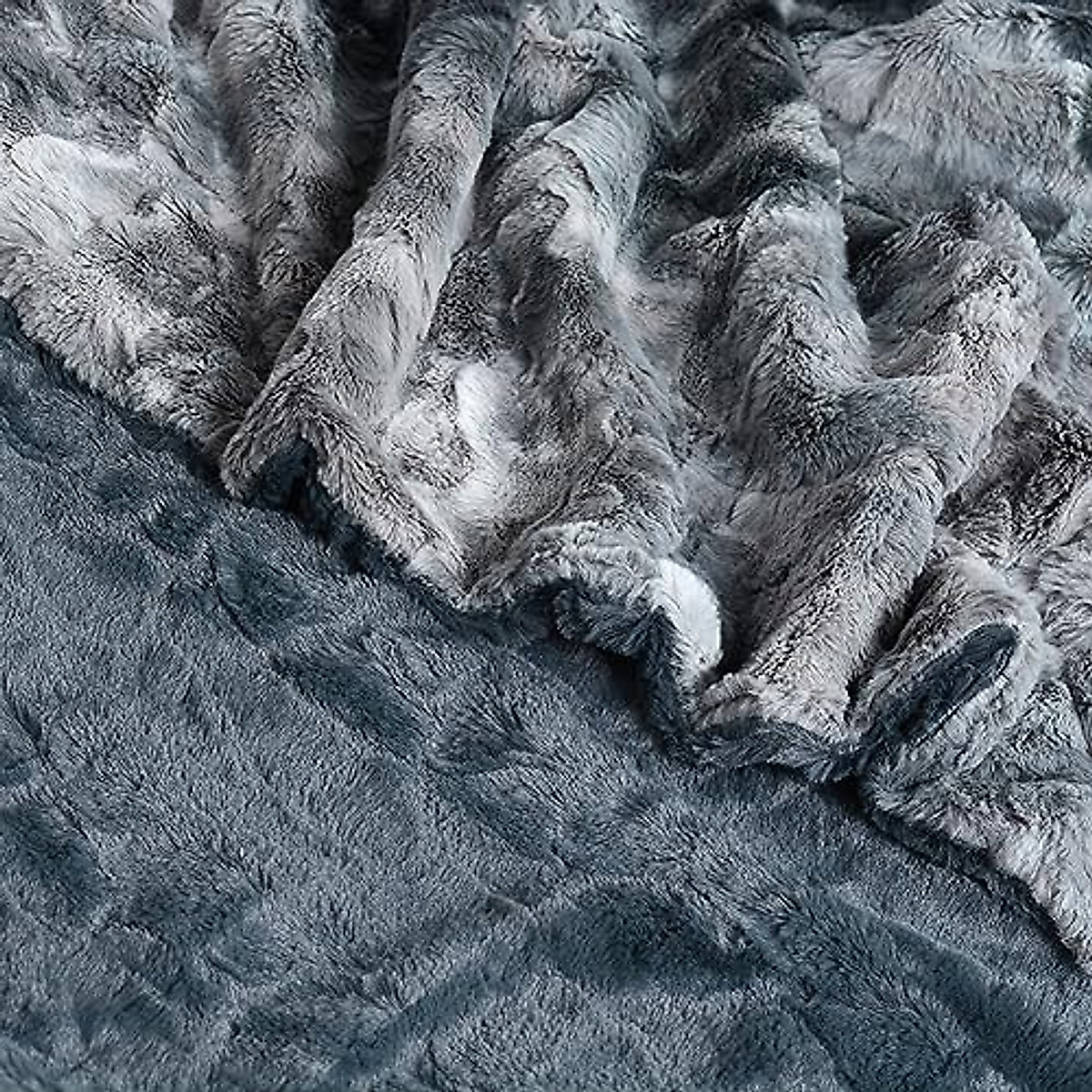 Soft Faux Fur Throw Blanket, Double Sided Luxury Plush Blankets 60" x 80" for Adults, Cozy Fluffy Plush Warm Throw Blanket for Couch Bed Sofa, Marbled Dark Gray