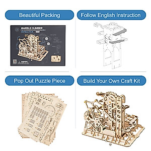 Rowood 3D Wooden Marble Run Puzzle Craft Toy, Gift for Adults & Teen Boys Girls, Age 14+, DIY Model Building Kits - Tower Coaster(Marble Climber)