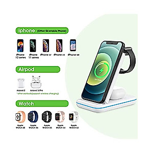 Wireless Charger for Multiple Apple Devices, 2022 Upgraded 3 in 1 Charging Stand Dock for iPhone 13/12/Pro Max/SE/11/X/XS/XR/8, Compatible for iWatch Apple Watch 6/5/4/3/2/SE AirPods Pro/2(White)