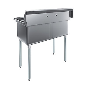 18" X 18" X 12" TWO COMPARTMENT STAINLESS STEEL COMMERCIAL KITCHEN PREP & UTILITY SINK | NSF (Without Side Drainboard)