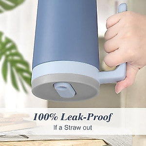 PHILORN 40 oz Tumbler with Handle and Straw Lid, 100% Leak-proof Stainless Steel Tumbler，Large Travel Water Mug Vacuum Insulated Spill Proof for Cold Coffee and Tea - Gifts for Women Men