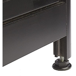 Displays2go 60 Inch Glass Showcase, Hidden Storage, LED Lights, Lockable Sliding Door - Black (IAPHV60LED)