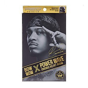 KISS RED Premium Bow Wow X Power Wave Crushed Velvet Durag (Black)