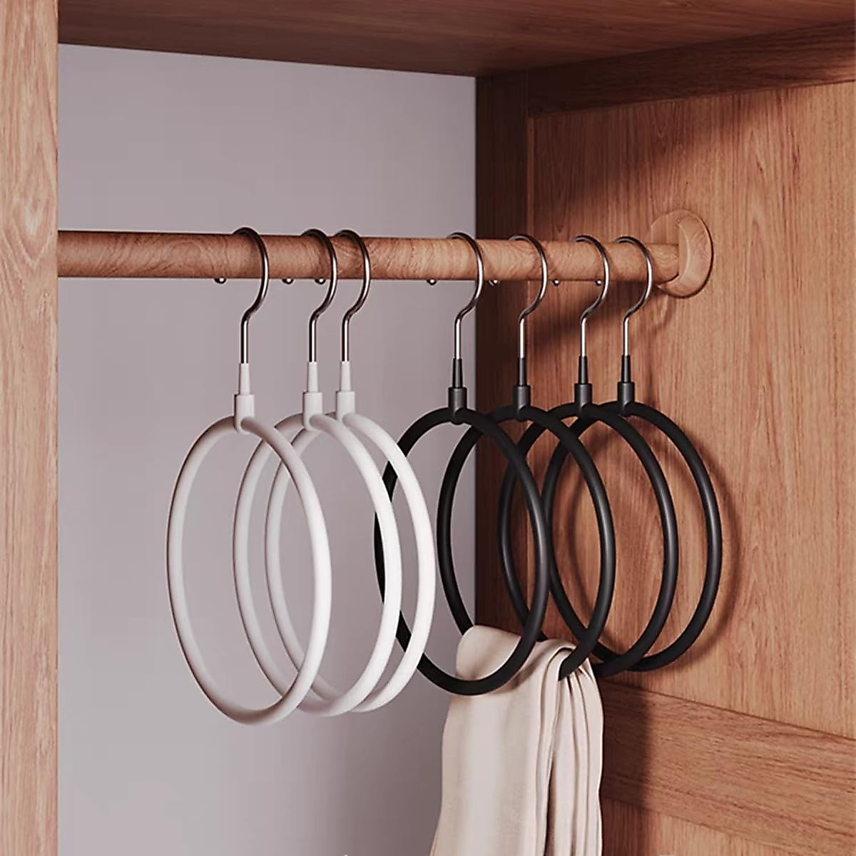 Joyindecor Belt/Scarf Hangers for Closet - 8 PCS Nonslip Space Saving Steel Tie Rings Holder Organizer for Neckties, Shawls Scarves, Veils, Pashminas Display(8 Pack, Black)